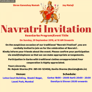 Make Navratri Festival Event Invitation Card Maker Online - Garba ...