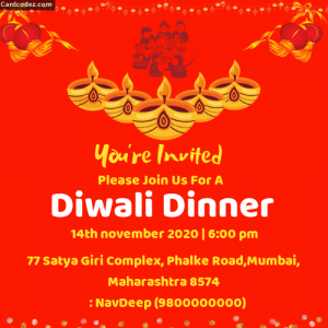 Diwali Dinner Party Invitation Card Maker Online - Card Codez - Name on ...