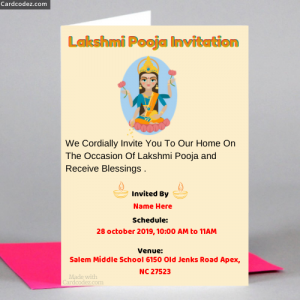 Lakshmi Pooja Invitation Card Maker Online - Card Codez - Name on ...